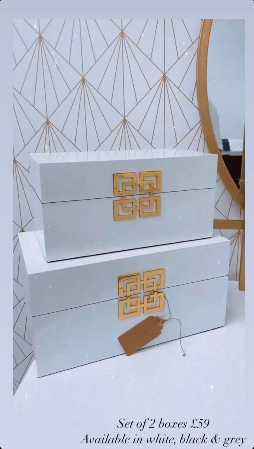 Set of 2 - White Accessory Boxes - Elegant Dreams