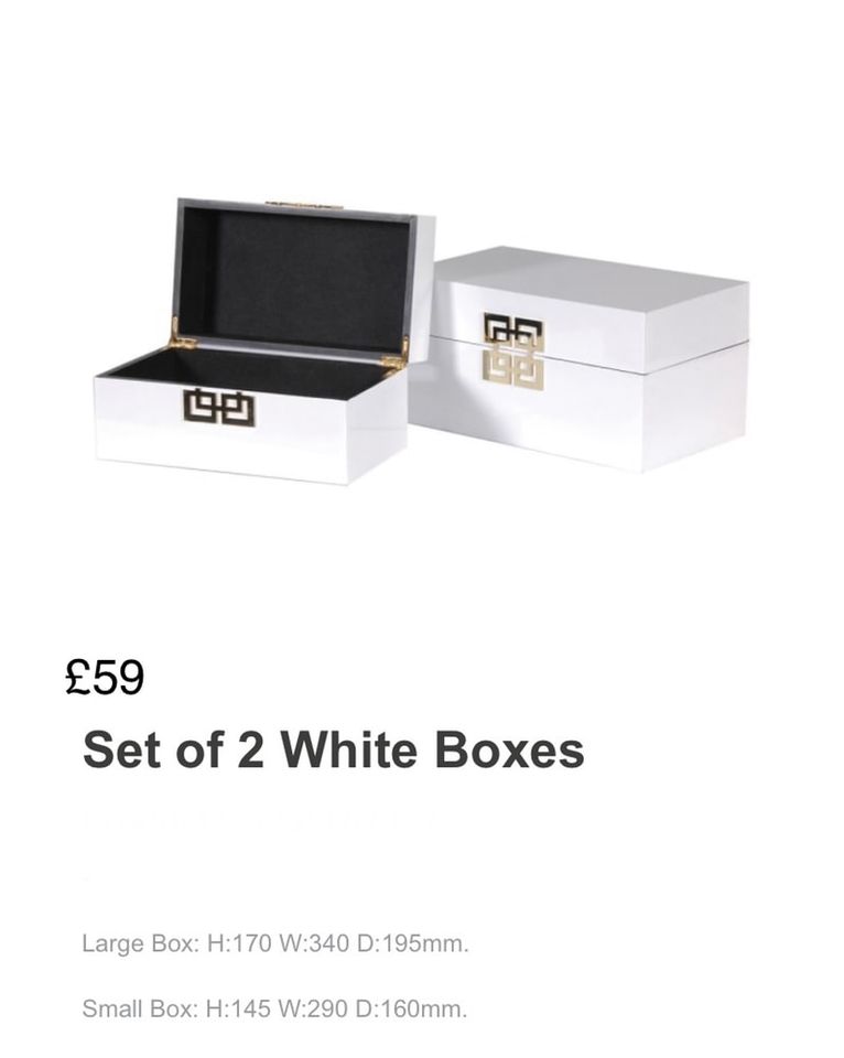Set of 2 - White Accessory Boxes - Elegant Dreams
